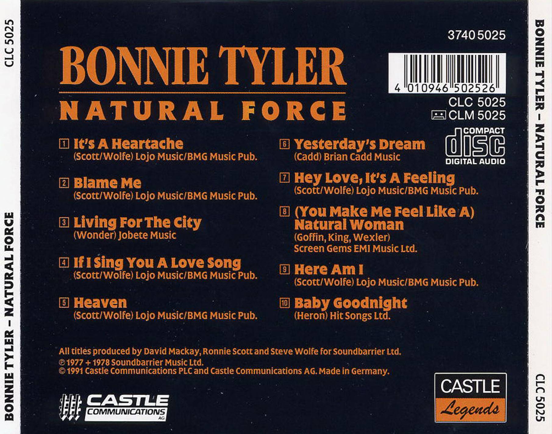 Bonnie Tyler Natural Force : Back | CD Covers | Cover Century | Over 1. ...
